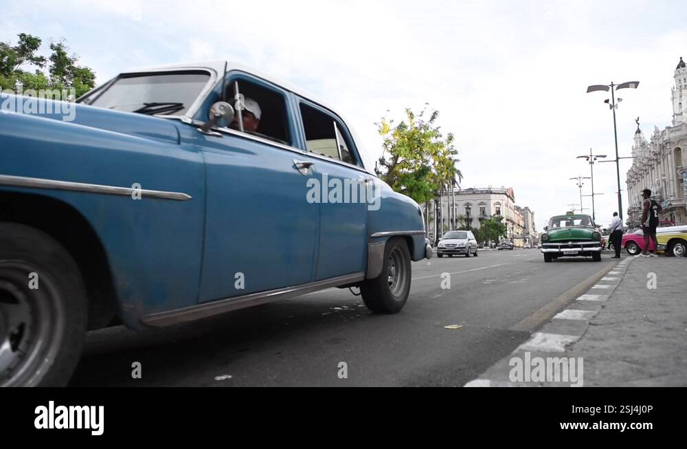Havana Downtown and Old Town. City Centre and Unique Old Taxi Cars and ...