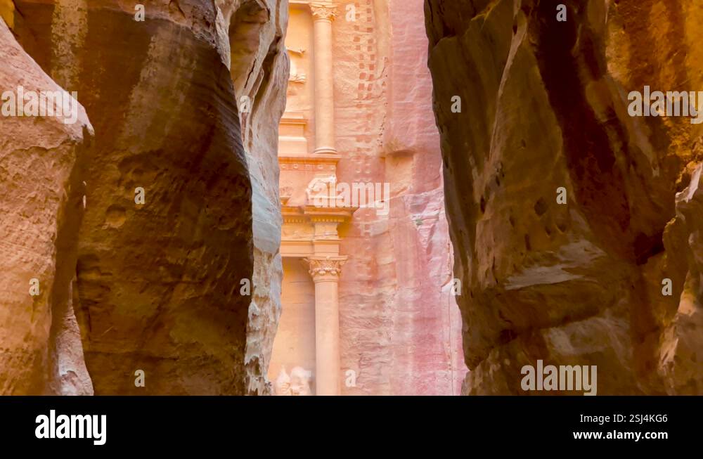 Petra historic UNESCO heritage site carved into sandstone in Jordan ...