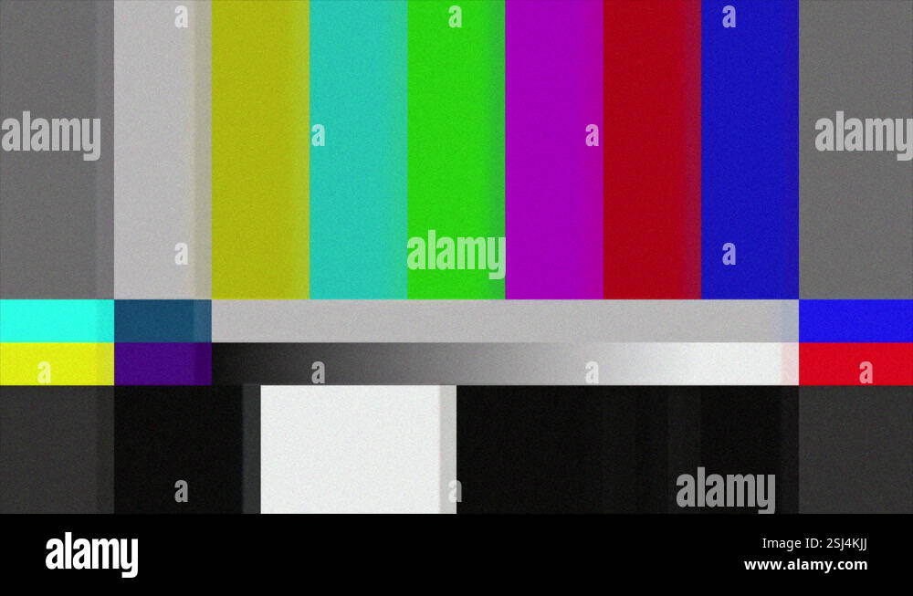 Old CRT TV color rendering test. SMPTE color bars with VHS effect ...