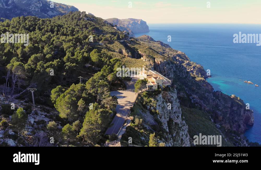 Drone footage of cliffy coastline on west side of Mallorca Stock Video ...