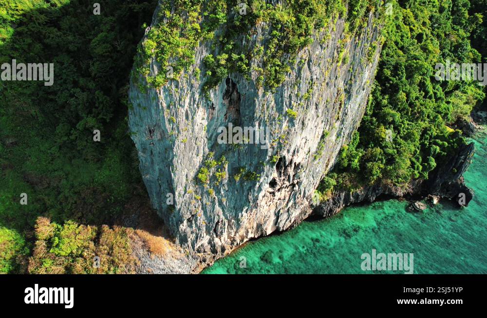 Inatula Island 4k Drone Pan of Massive Cliff Face in Palawan ...