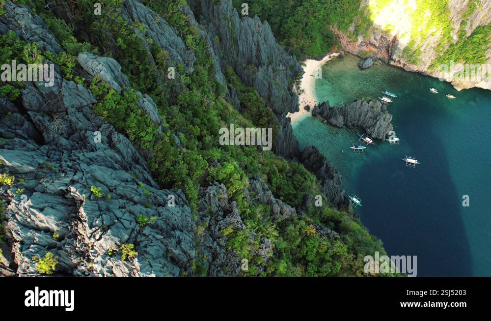 The Secret Lagoon 4k Drone High Above Lagoon in Palawan Philippines ...