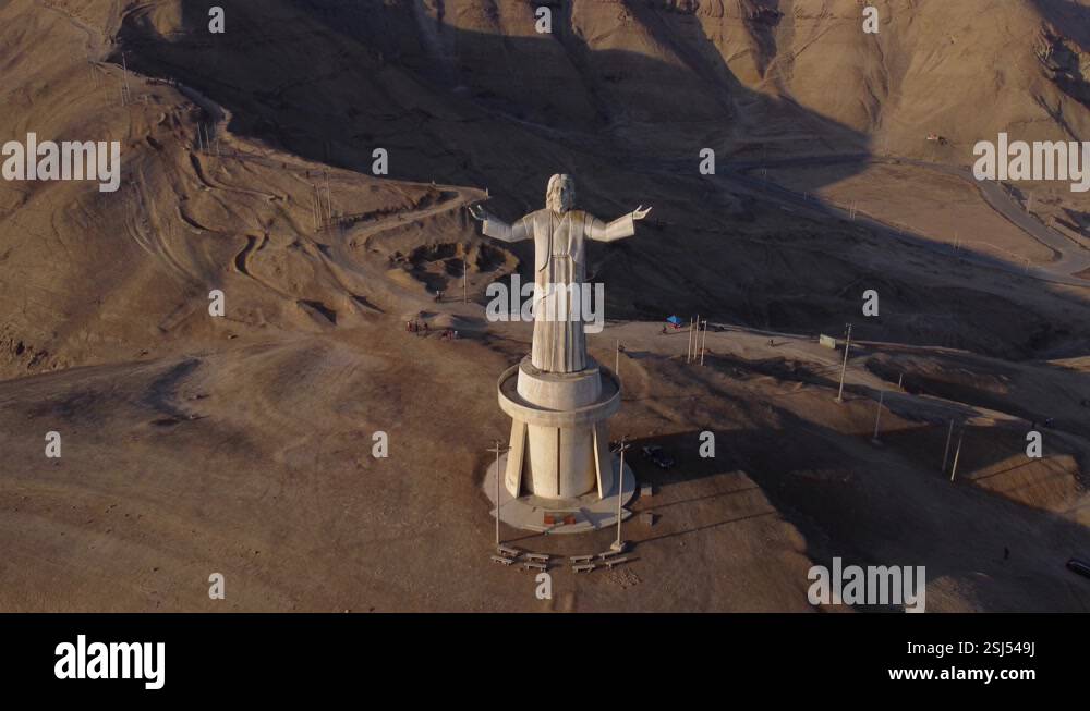 Big sculpture of Jesus Christ called "Cristo del Pacifico" Drone flies ...