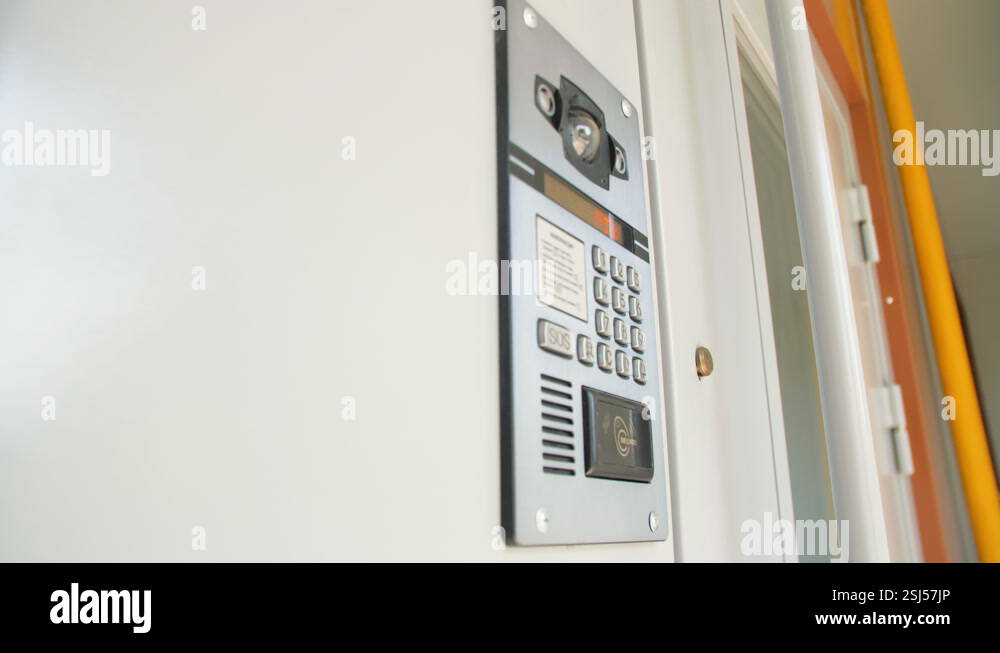 House intercom control panel with keys on wall near entrance Stock ...