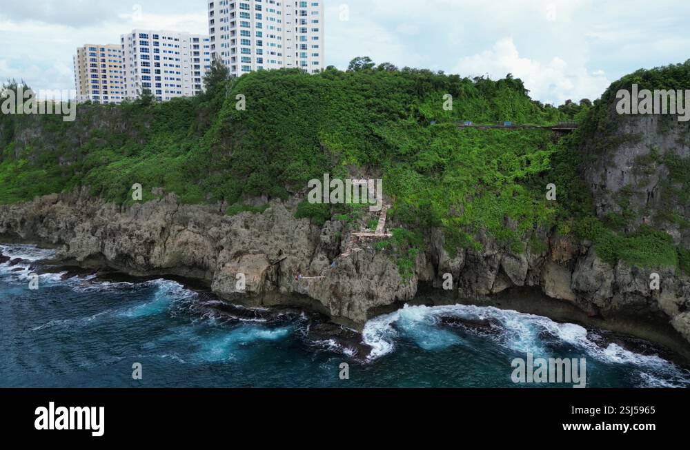 Beautiful coastal lookout point with eroded sea cliff and luxury ...
