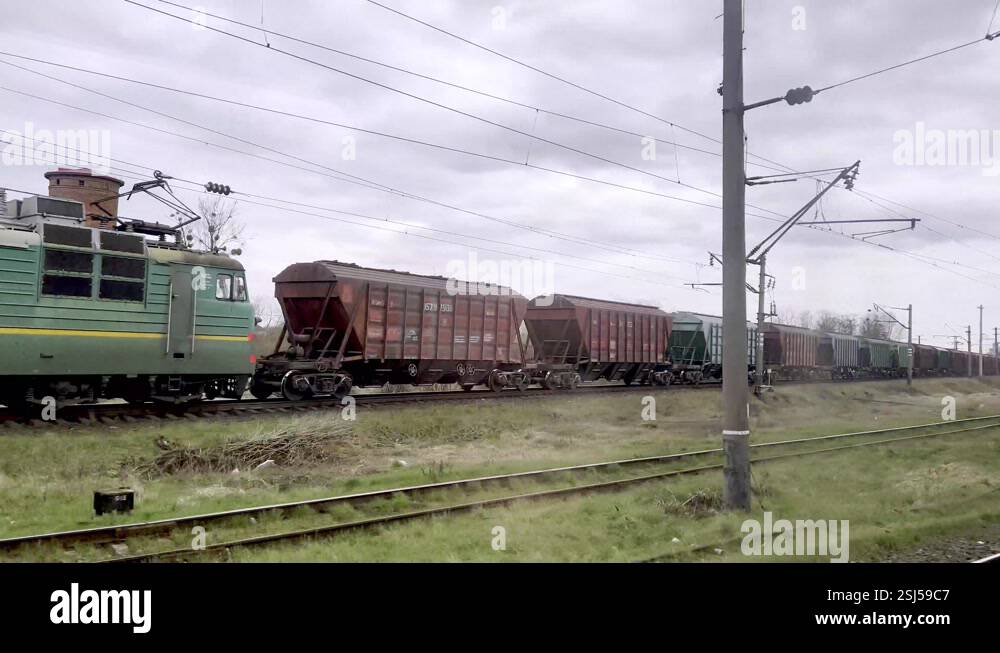 ukraine train tracks, train and cars along tracks between lviv and kiev ...