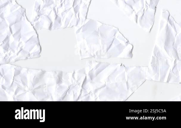 Crumpled Torn White Paper Texture Motion, Wrinkled & Ripped Paper ...