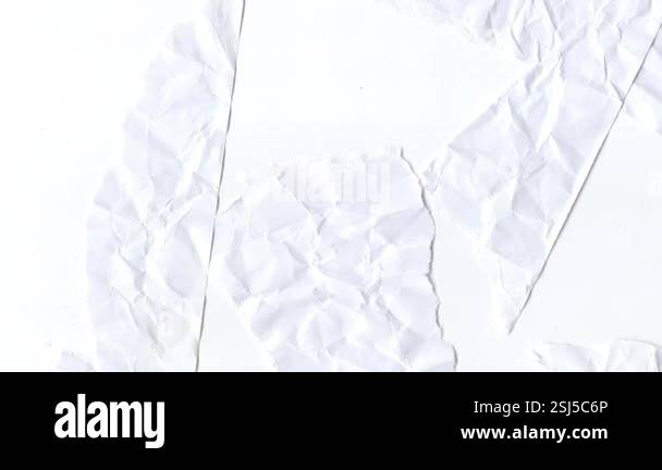 Crumpled Torn White Paper Texture Motion, Wrinkled & Ripped Paper ...