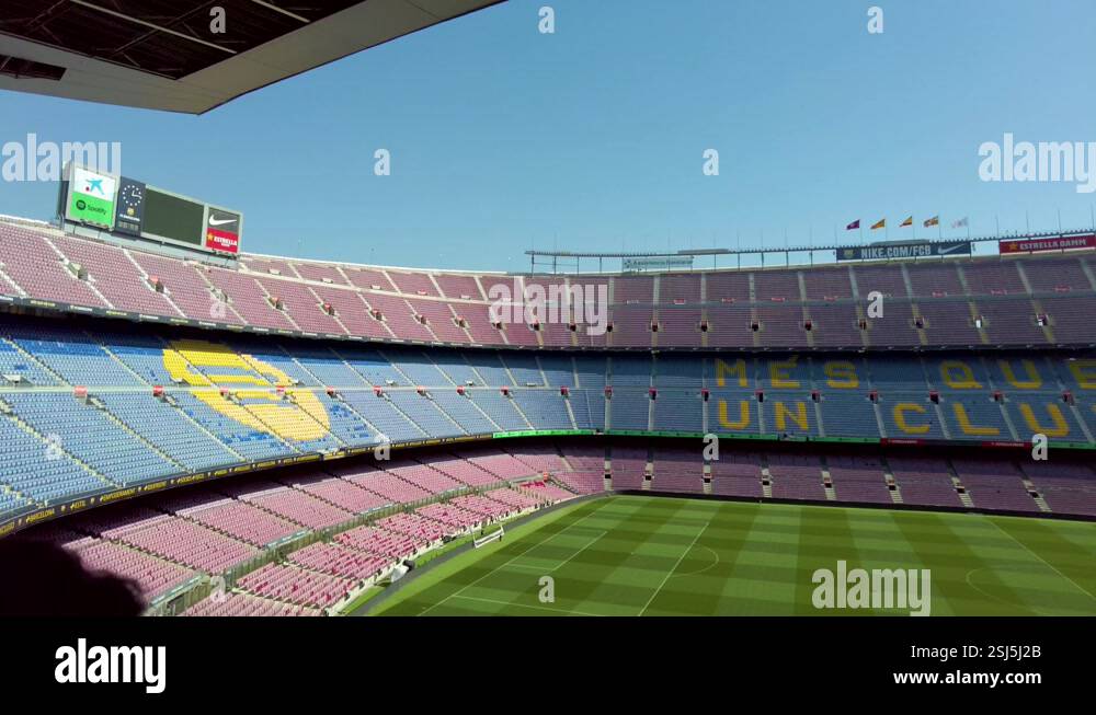 View of Camp Nou Stadium from inside, empty FC Barcelona Camp Nou ...