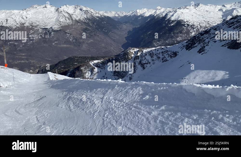 Dangerous Skiing on a Black Slope For the First TIme Stock Video ...