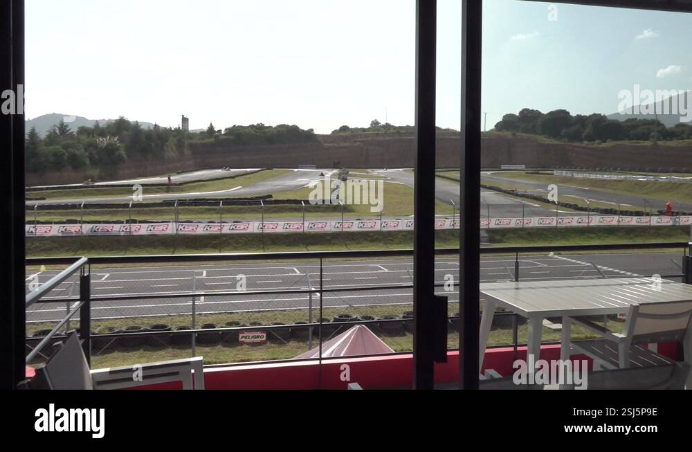 lookout spot onto the go-kart track with the marshall waving the ...
