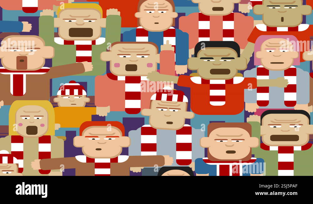Animation loop of a child in a crowd of angry sports fans Stock Video ...