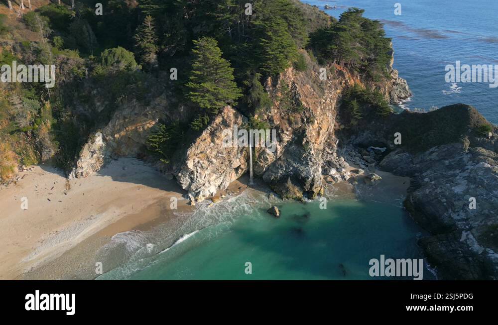 4K Aerial of McWay Falls in Big Sur, California, USA Stock Video ...