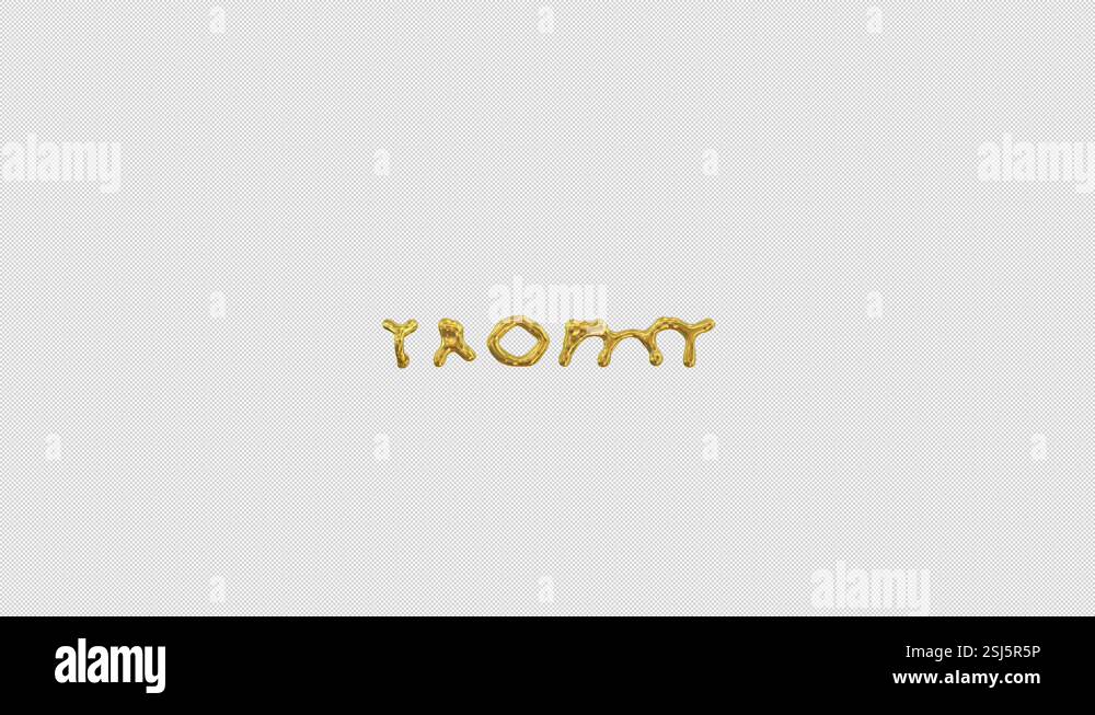 Animated melted golden word trophy reverting to solid text Stock Video ...