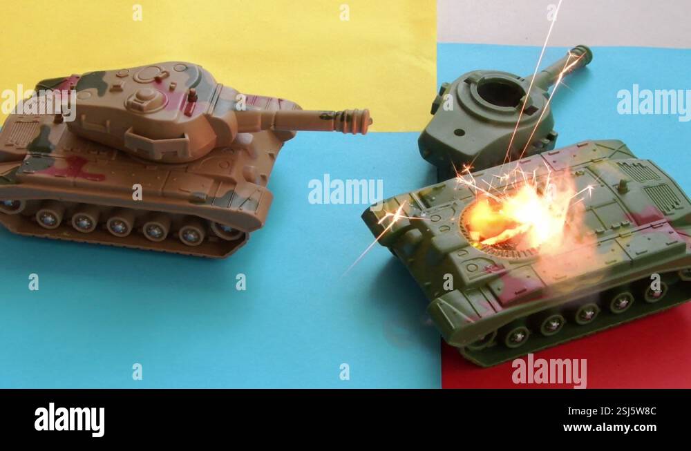 a military tank blew up a Russian tank, a torn tow Stock Video Footage ...