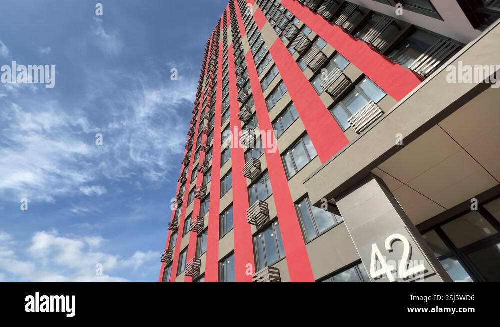 Recently built modern high-rise apartment building with air ...