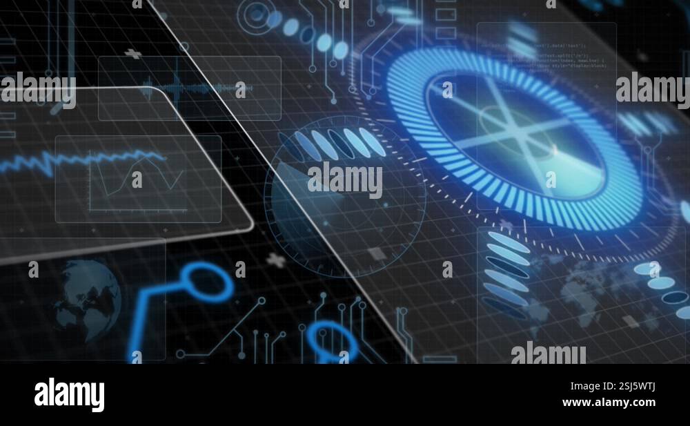 Animation of interface with round scanner, data processing and ...