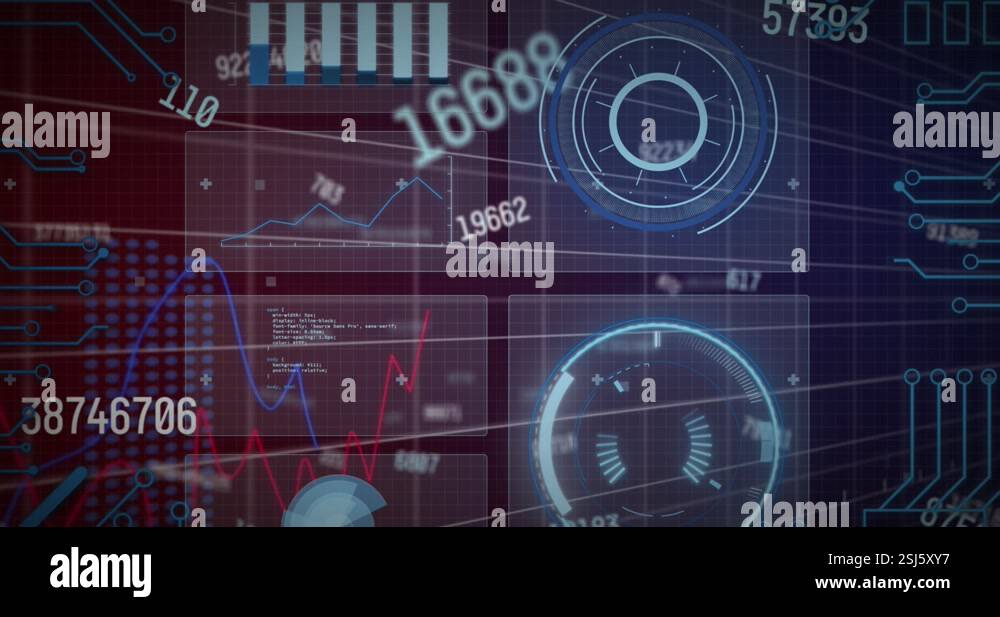 Animation of interface with changing numbers, data processing and ...