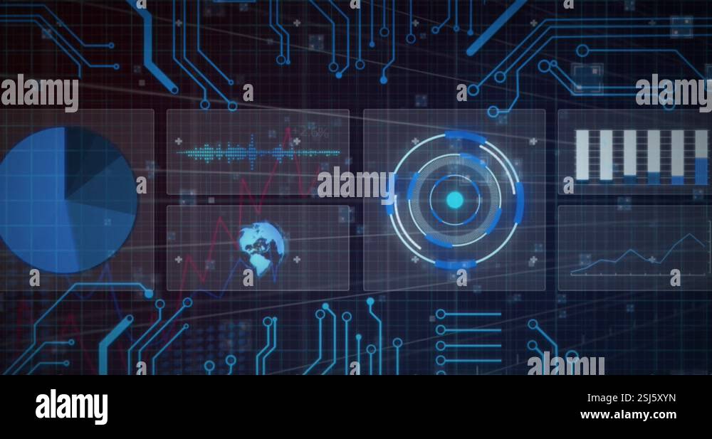 Animation of interface with round scanner, data processing and ...