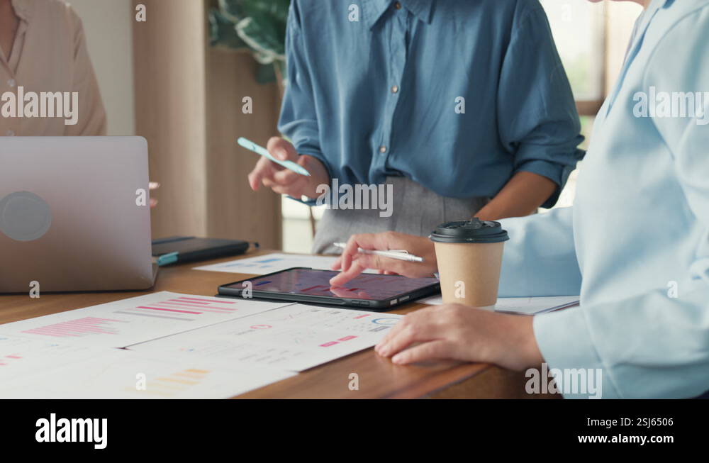 Closeup Asia people meeting brainstorming ideas about new paperwork project Stock Video Footage ...