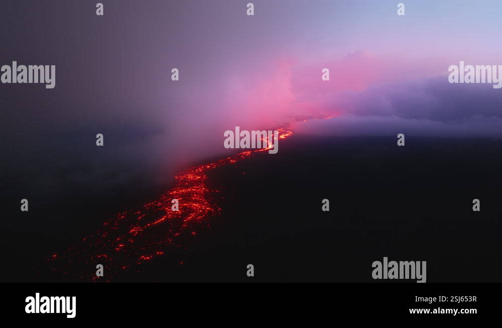 Cinematic epic pink sunset with purple clouds lava flow, Magnificent ...