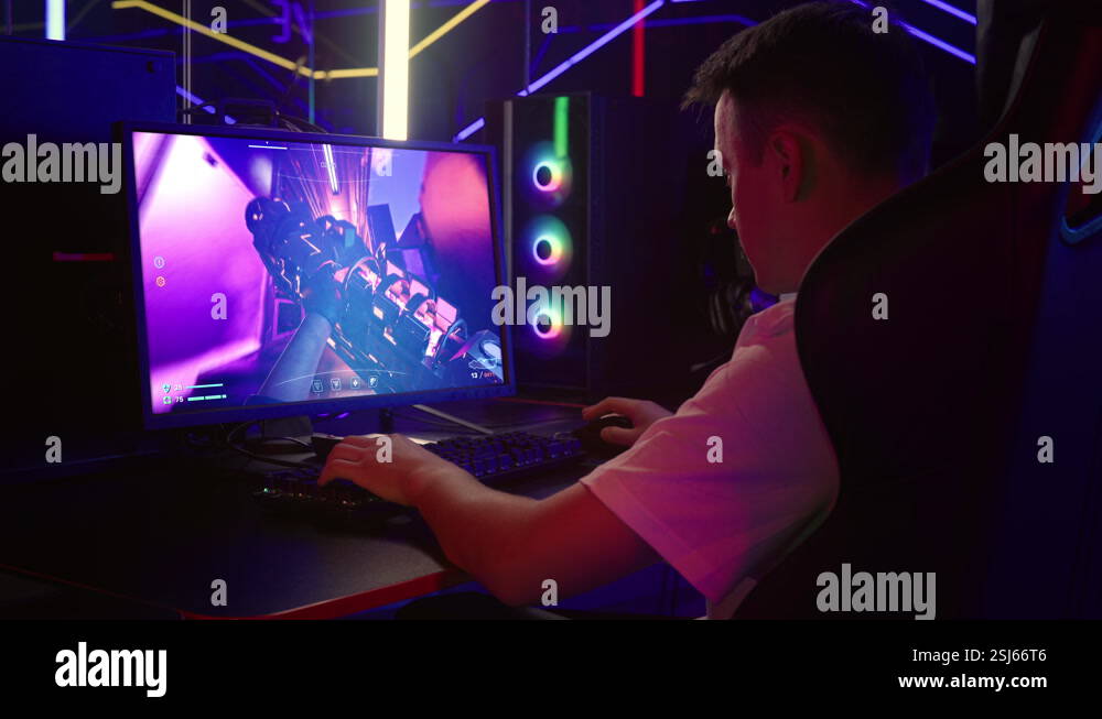 Engaging in battle against ai alien enemies in a sci-fi video game ...