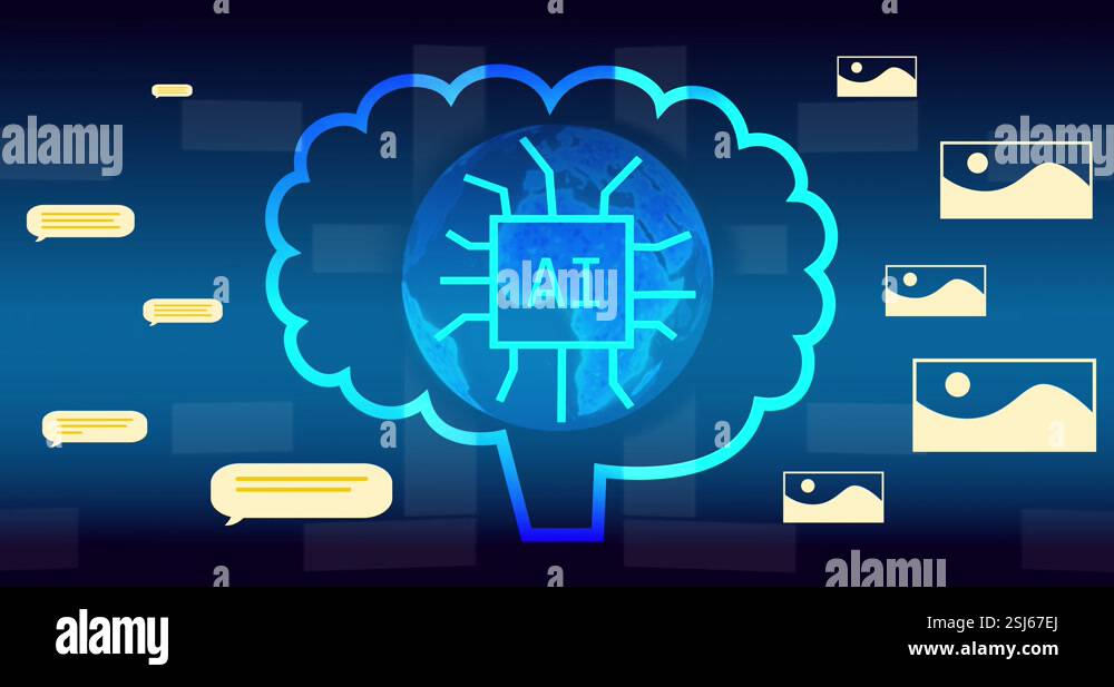 Animation brain globe ai text Stock Videos & Footage - HD and 4K Video ...