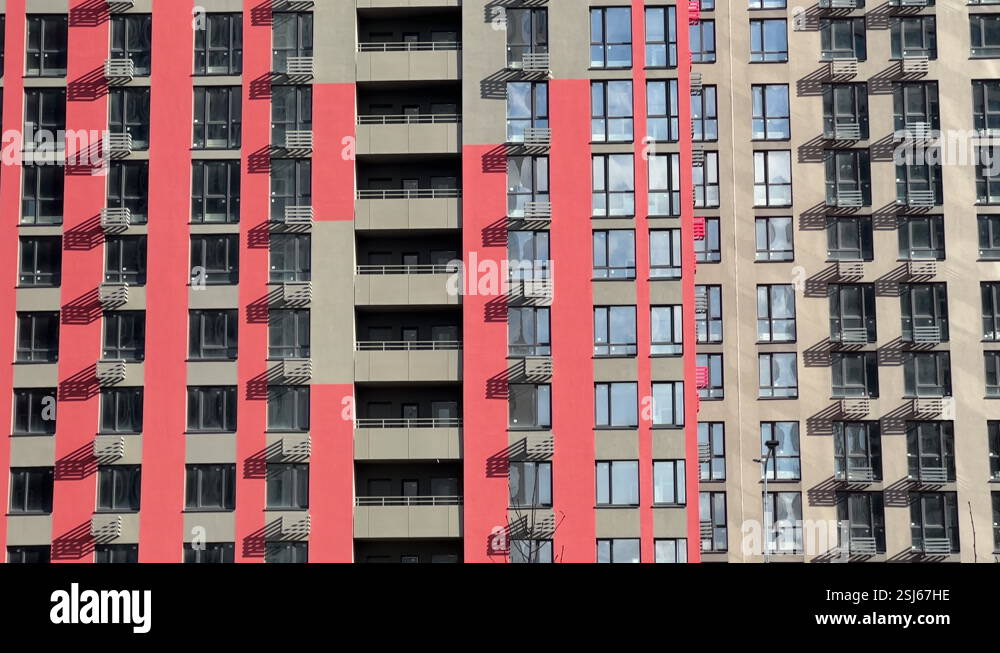 Recently built modern high-rise apartment building with air ...