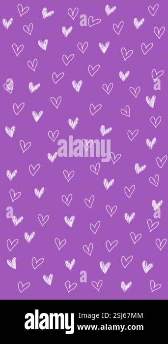 Romantic loop animation pattern with heart shapes in doodle style. Cute ...