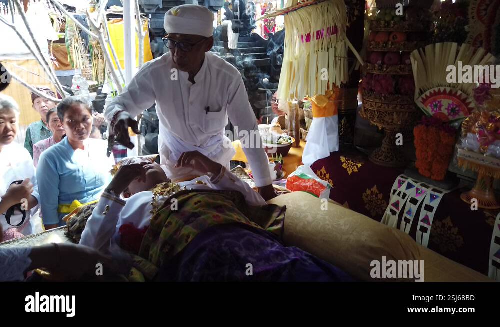 Tooth Filing Ceremony in Bali Indonesia Balinese Priest Prepares Stock ...