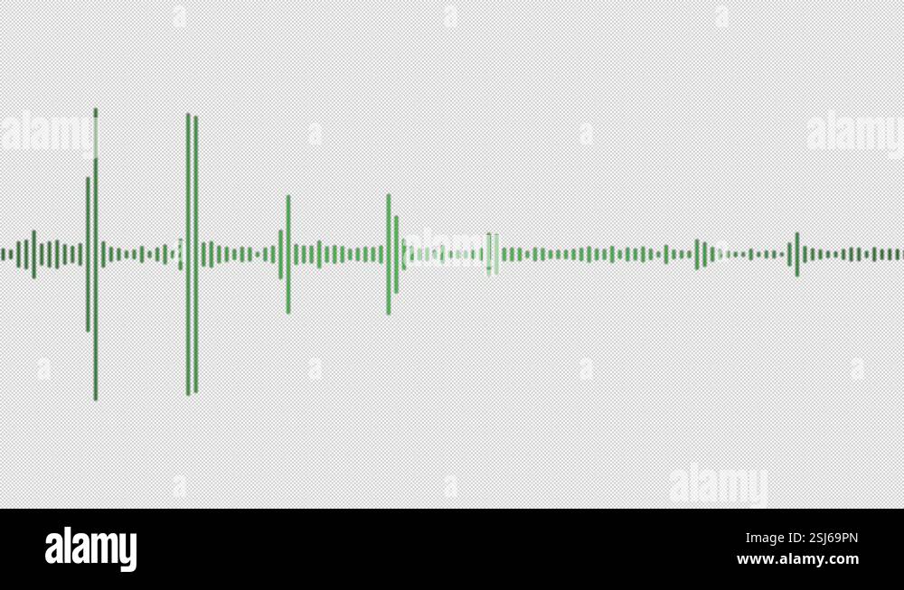 Audio spectrum, green double side waveform, animation, a sound waveform ...