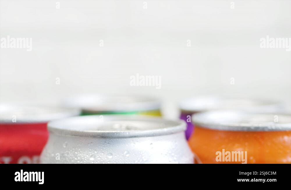 Shooting with Cold and Refreshing Pop Can Drinks Stock Video Footage ...