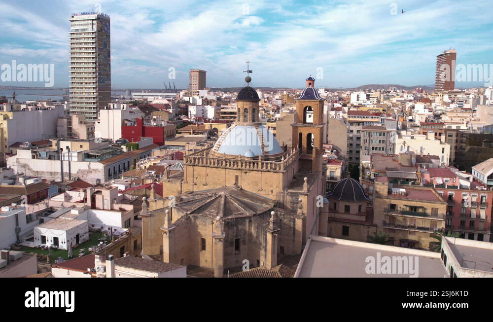 Alicante, Spain. Aerial View of Saint Nicholas Cathedral and Downtown ...