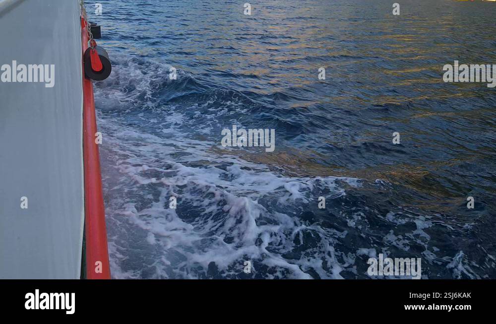 Ferry Boat Bow Wave, Sailing in Deep Blue Sea Water Stock Video Footage ...