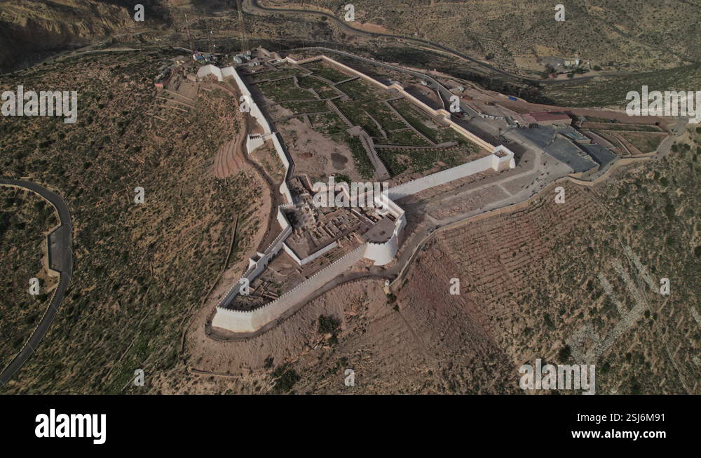 An aerial view of the beautiful Moroccan castle and its surroundings ...