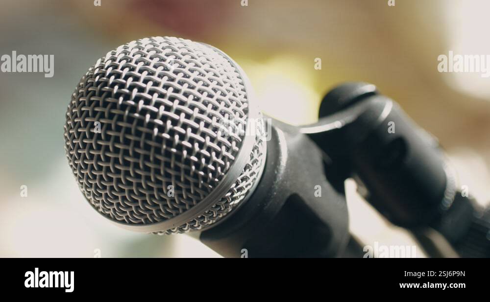 Microphone close-up, mic isolated on daylight background. Karaoke ...