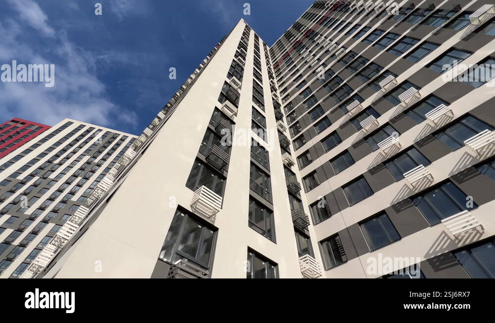 Recently built modern high-rise apartment building with air ...
