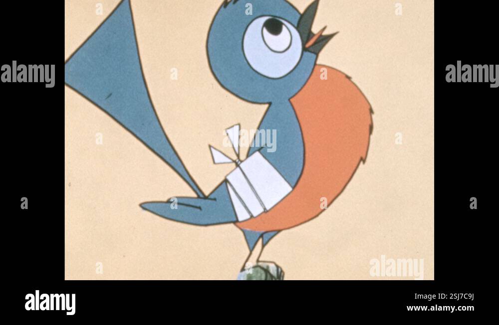 1950s: Owl touches wingtip to nose, tear falls from eye. Bird with ...