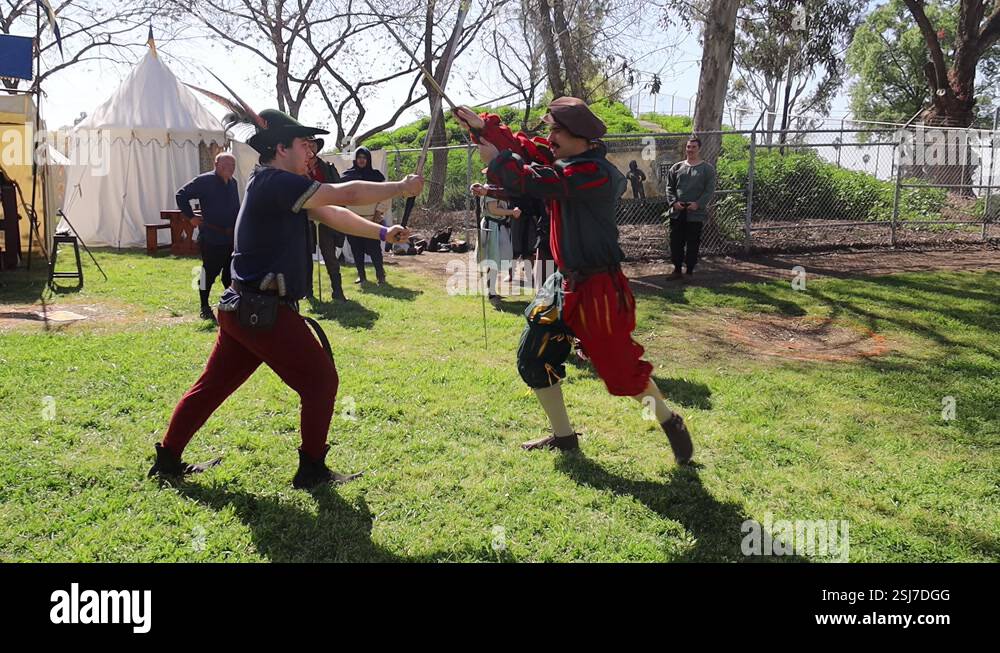 Sword fight at a Renaissance faire Visalia California Stock Video ...