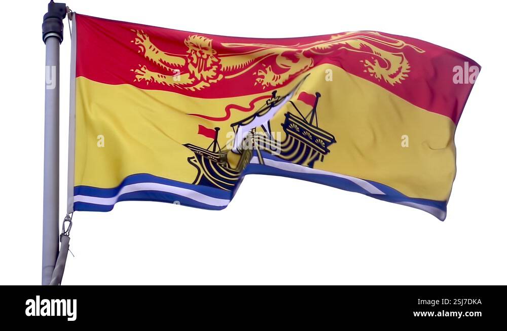 A waving flag of New Brunswick, one of the thirteen provinces and ...