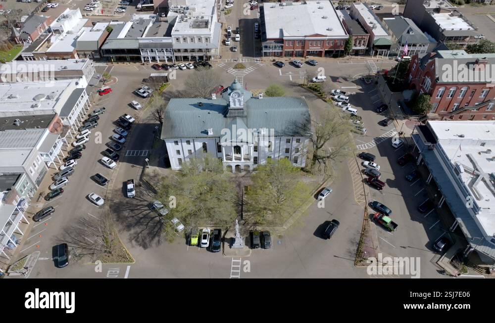 Lafayette County historic courthouse in Oxford, Mississippi with cars ...