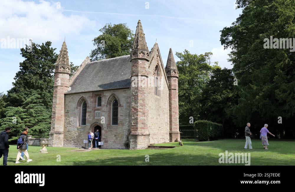 Scone Palace Chapel, old brick building in Perthshire, Scotland with ...
