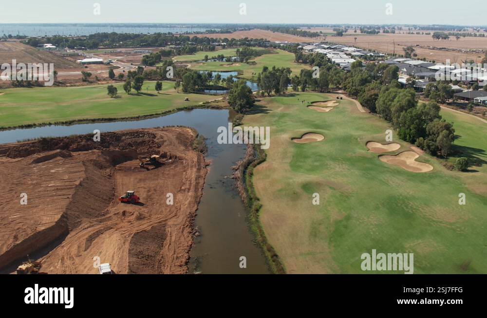 Yarrawonga, Victoria, Australia - 3 March 2023: Earthworks on one of ...