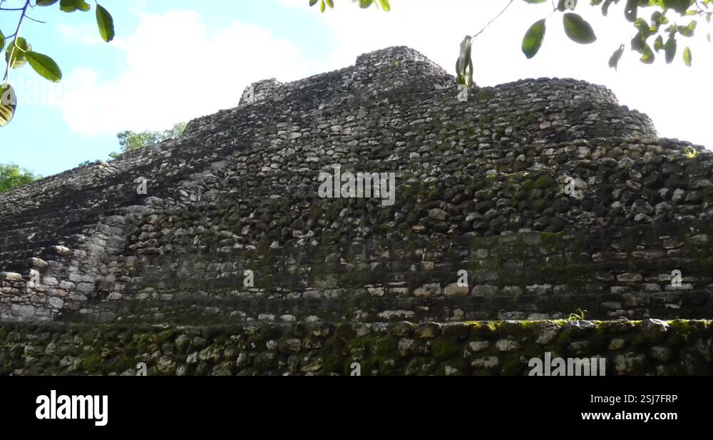 Pyramid shape of Temple 24 at Chacchoben, Mayan archaeological site ...