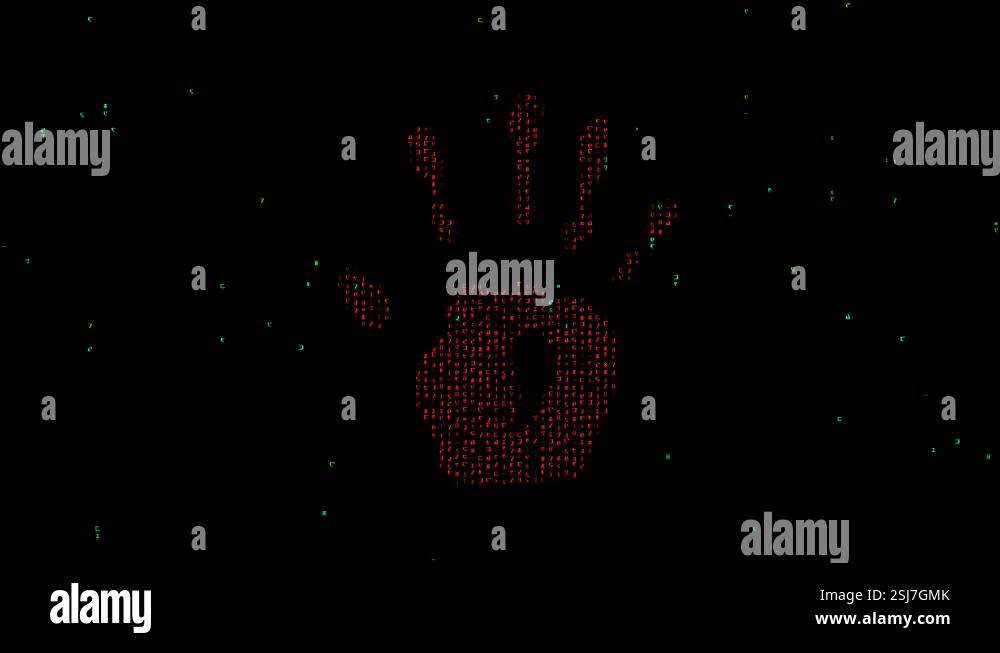Scary hand with matrix code on plain black background Stock Video ...