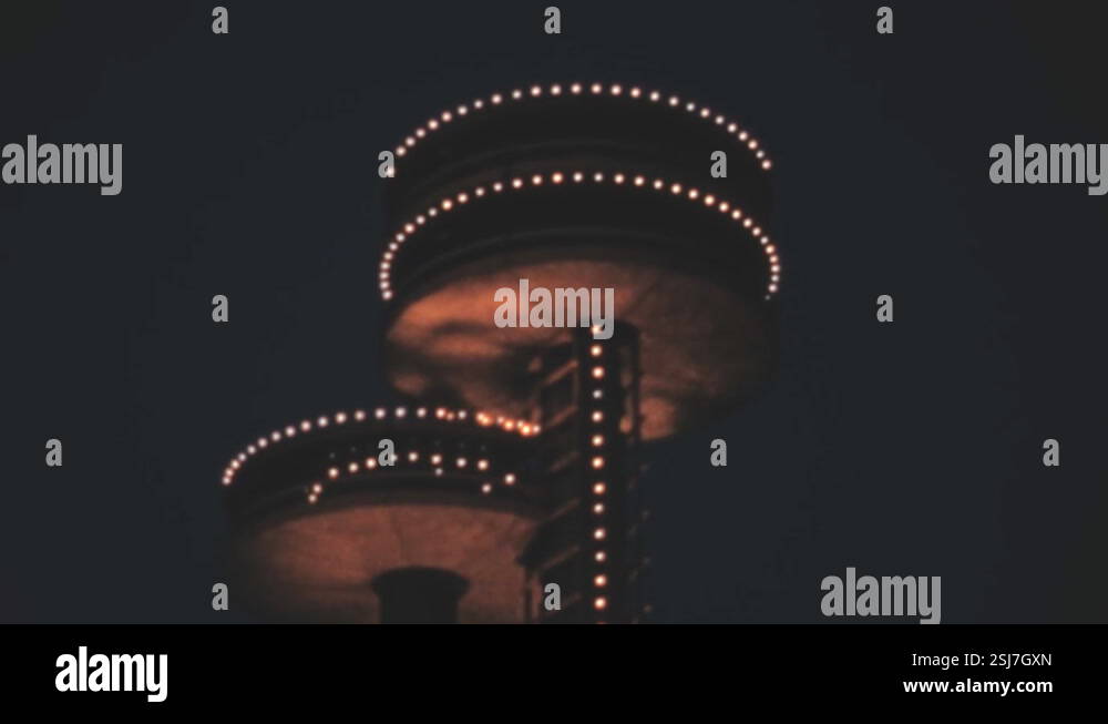 The New York State Pavilion Observation Towers at night during World's ...