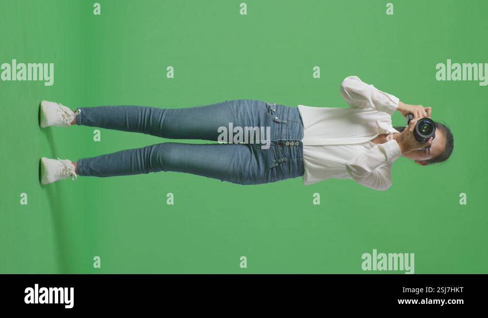 Full Body Of Tried Asian Photographer After Using A Camera Taking Some ...
