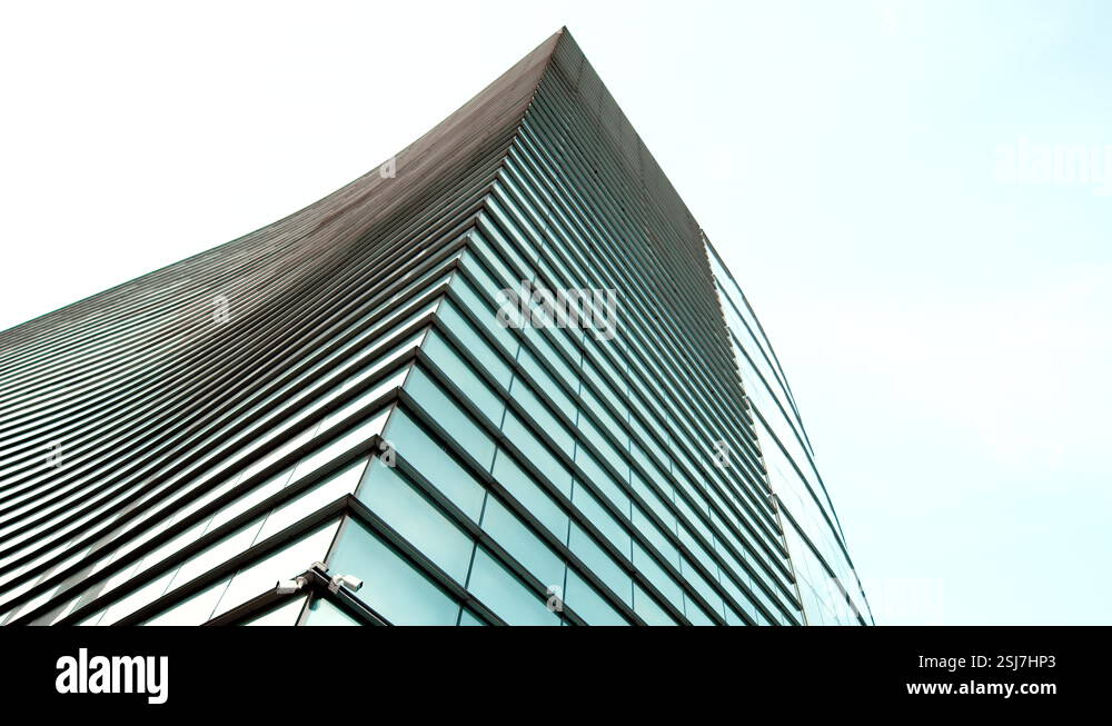 Office glass multi-storey building, background sky, below view ...