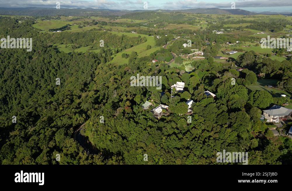 Aerial view over Numinbah Valley and Beechmont on the Gold Coast Stock ...