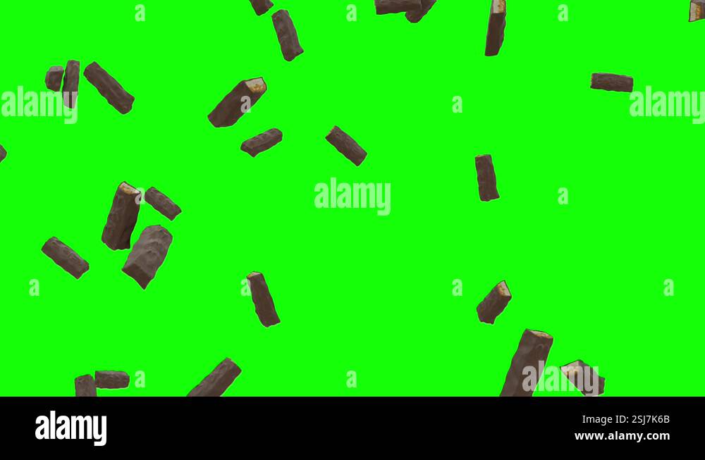 Bunch of Chocolate bars Falling on 4K Green Screen With Alpha Matte ...